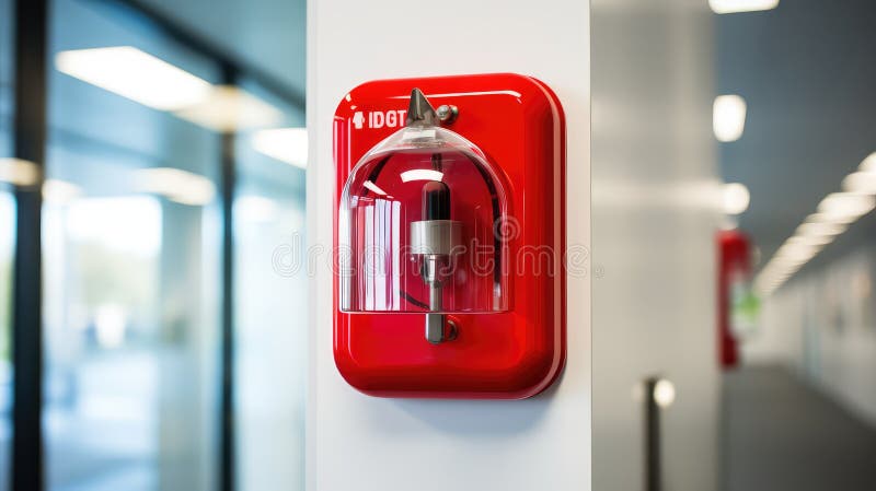 Red fire alarm pull stock illustration. Illustration of station - 361983677