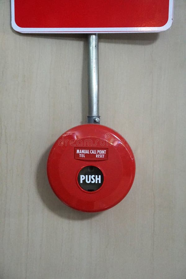 Fire Alarm Push Button on White Cement Wall Stock Image - Image of ...