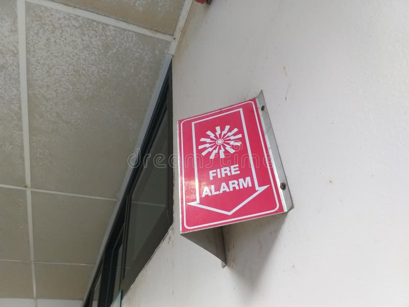 Red Fire Alarm Round Box on Cement Wall Stock Photo - Image of escape ...