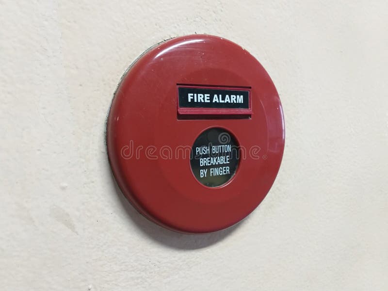 Red Fire Alarm Round Box on Cement Wall Stock Photo - Image of wall ...