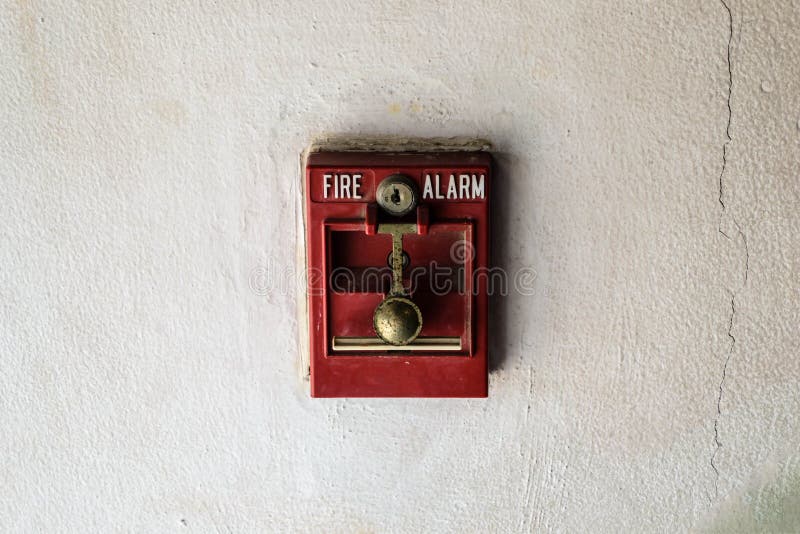 Red Fire Alarm Setup on White Wall. Stock Photo - Image of metal ...