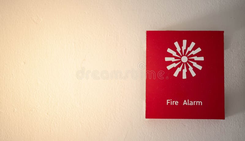 Red Fire Alarm Sign on the White Wall for Safety First and Sign for ...