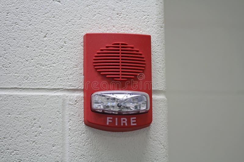 Red Fire Alarm with Strobe stock photo. Image of signaling - 24299424