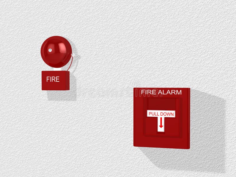 Red Fire Alarm Switch and Alarm Bell Stock Illustration - Illustration ...
