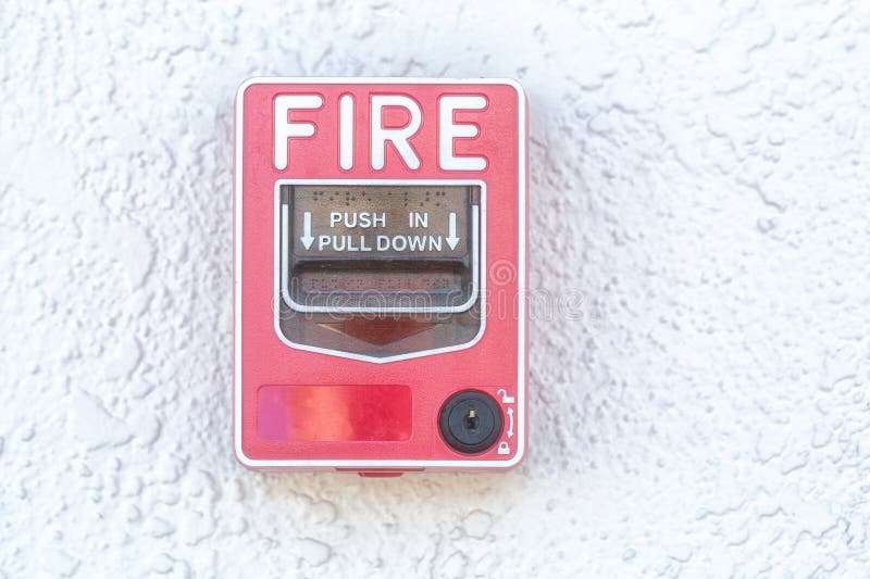 Red Fire Alarm Switch at Cement Wall Stock Image - Image of wall ...