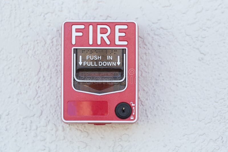 Red Fire Alarm Switch at Cement Wall Stock Image - Image of ...
