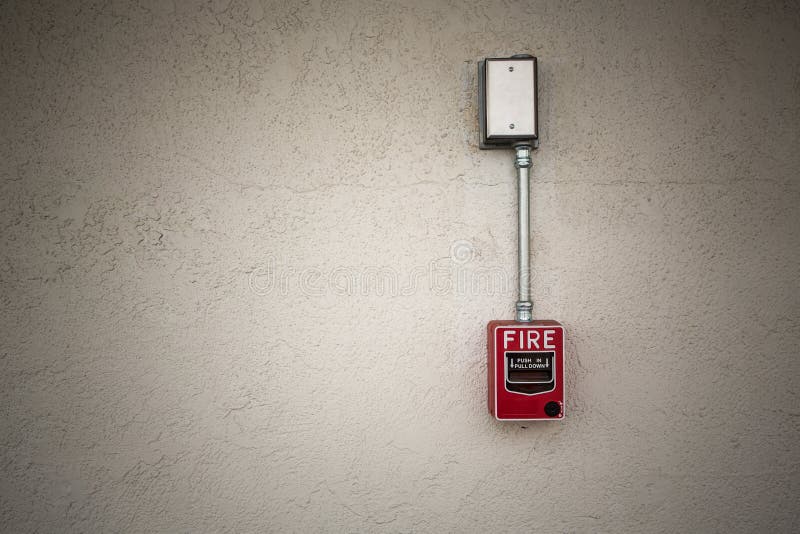 Red Fire Alarm Switch at White Wall Stock Image - Image of safety ...
