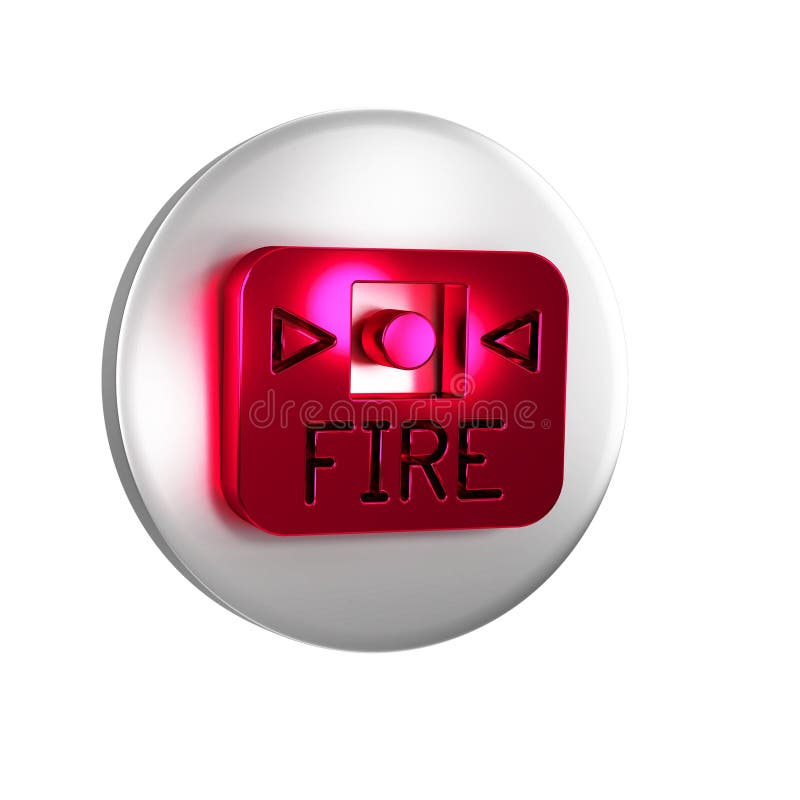 Red Fire Alarm System Icon Isolated on Transparent Background. Pull ...