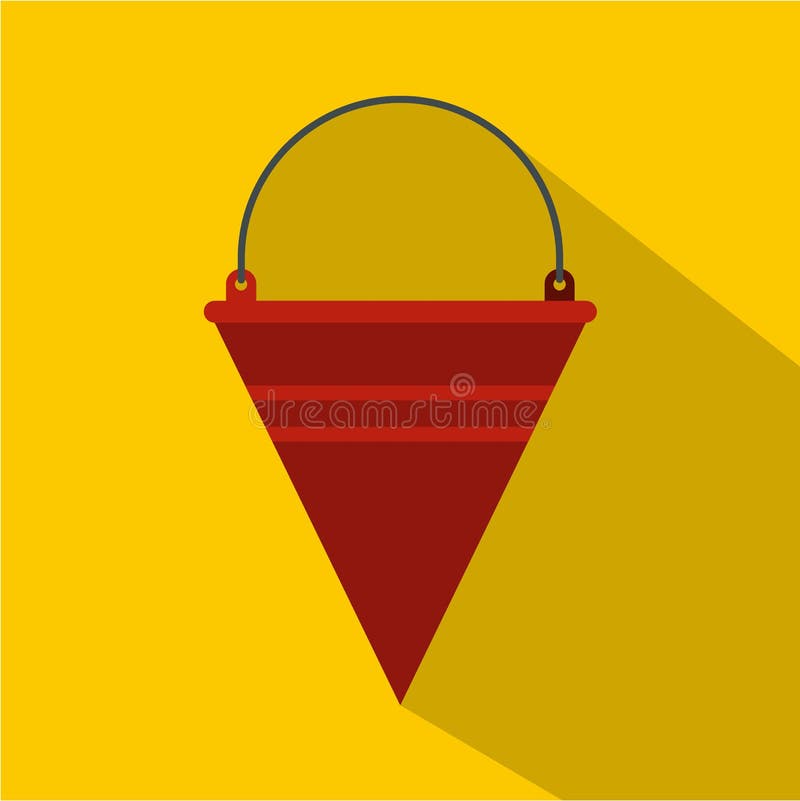 Red Fire Bucket Icon, Flat Style Stock Vector - Illustration of bucket ...