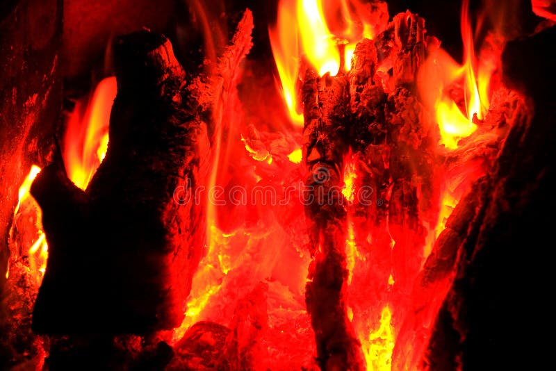 Red fire burning in a fire stock image. Image of yellow - 167230411