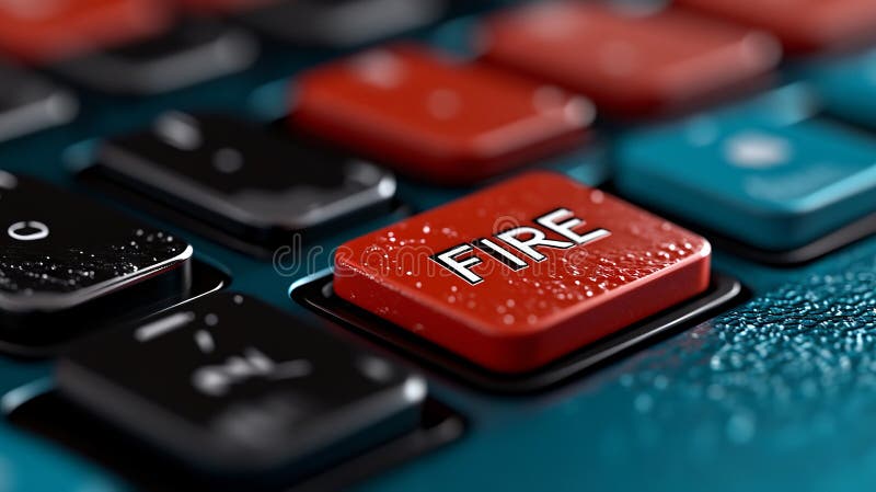 A Red Fire Button on a Computer Keyboard Stock Photo - Image of ...
