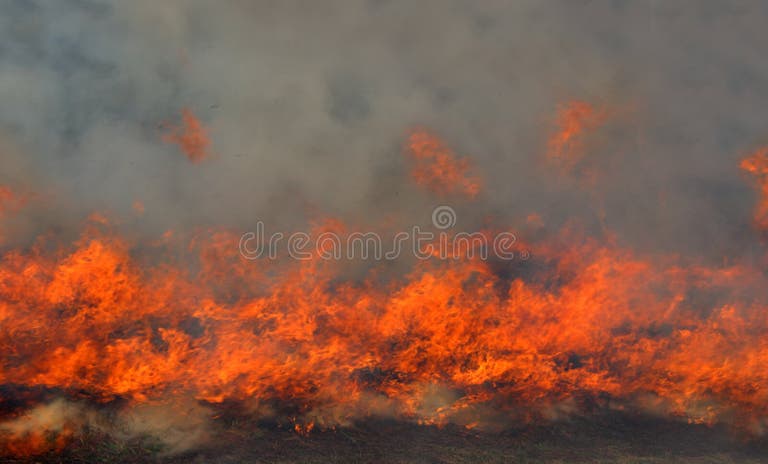 Red fire and dense smoke stock photo. Image of toxic, outdoors - 5327896