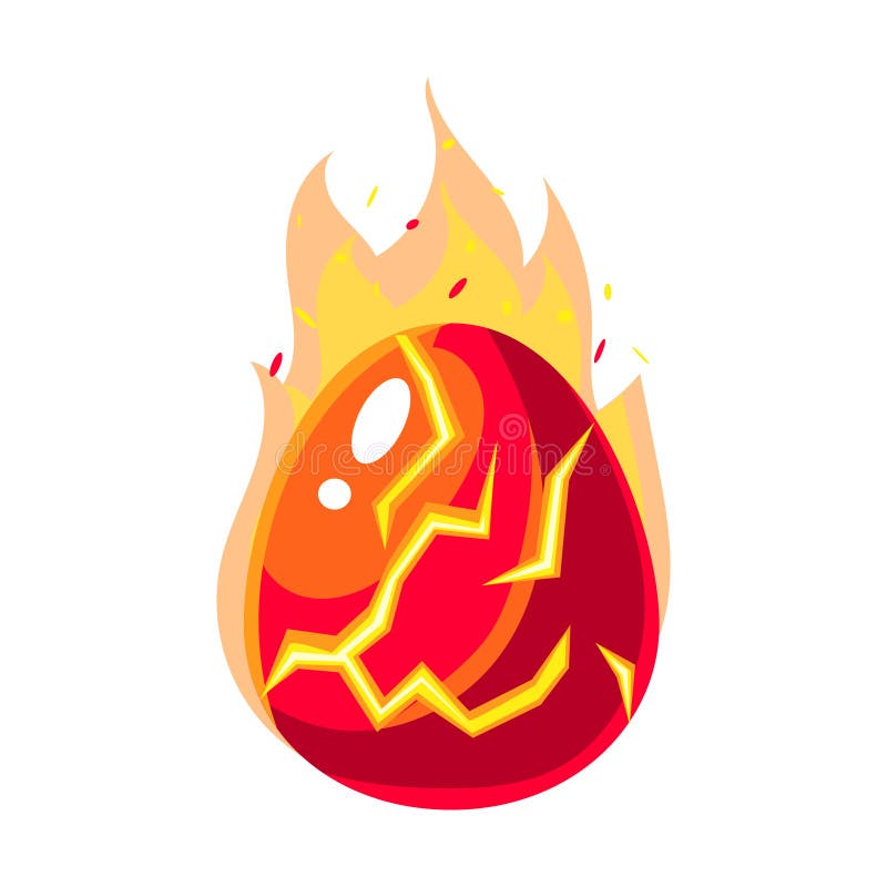 Red Fire Egg in Flames, Fantastic Natural Element Egg-Shaped Bright ...