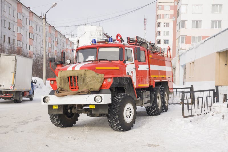 Red Fire Engine Ready for Rescue Stock Image - Image of ride, blow ...