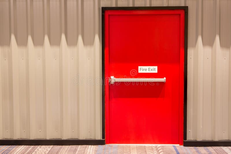 Red fire exit door stock photo. Image of protection, safety - 66131246