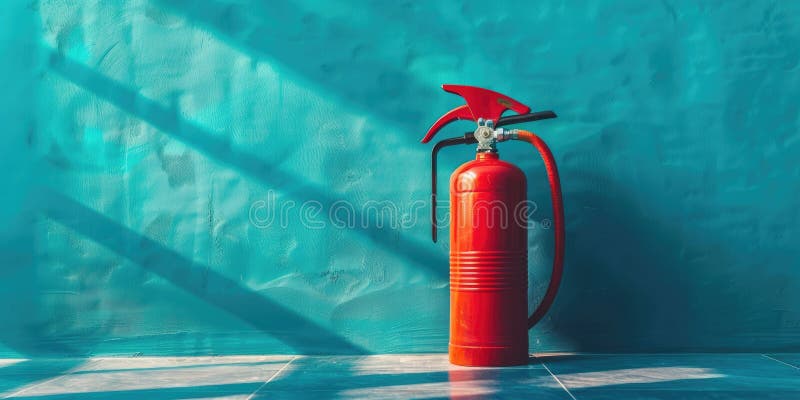 Red Fire Extinguisher, Emphasizing Safety Equipment and Fire Prevention ...