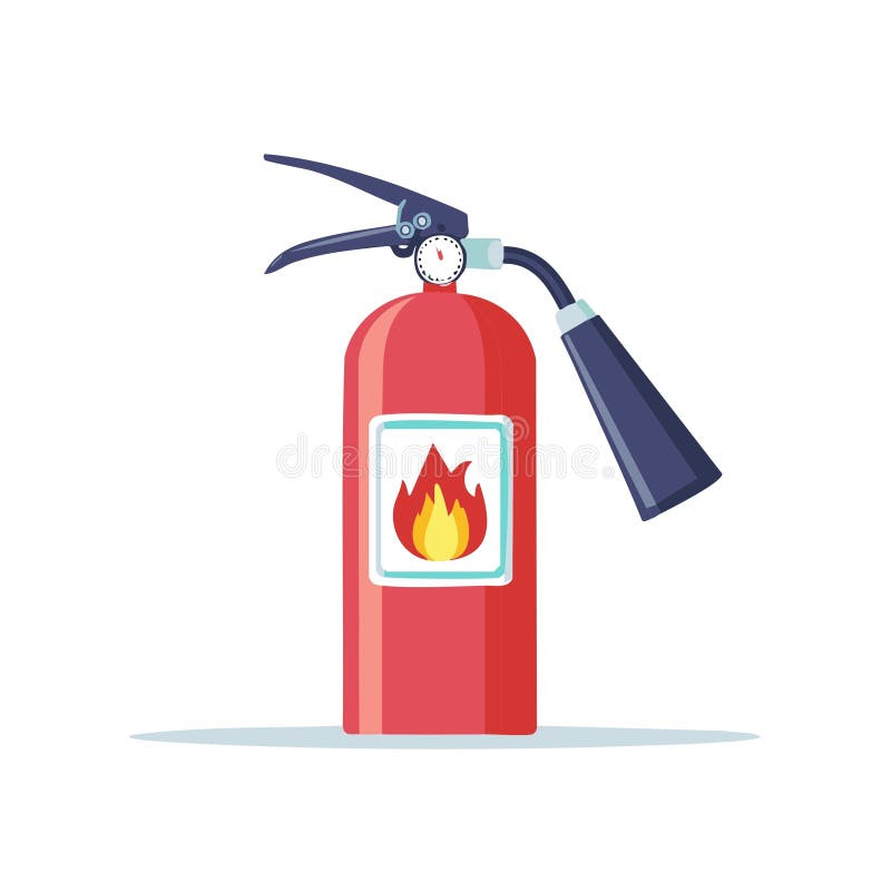 Red Fire Extinguisher with Flame Label - Emergency Safety Equipment ...
