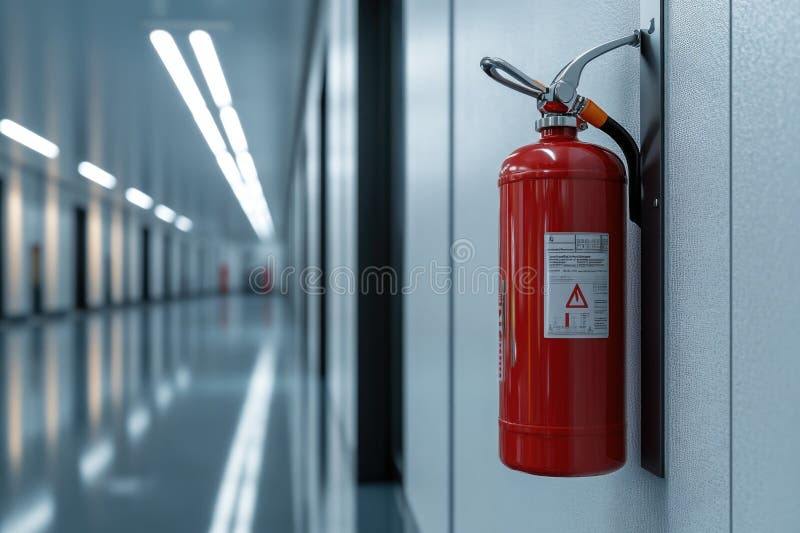 Fire Extinguisher on Wall stock image. Image of workplace - 374613357
