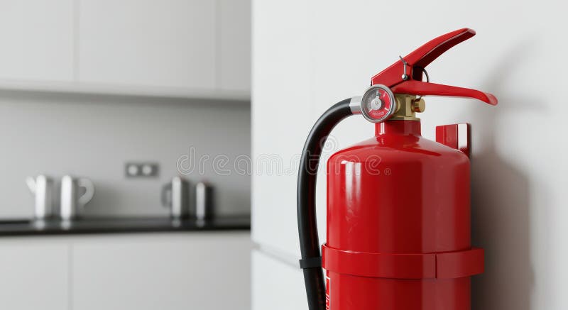 Red Fire Extinguisher in the Kitchen, Harmoniously Blended with the ...