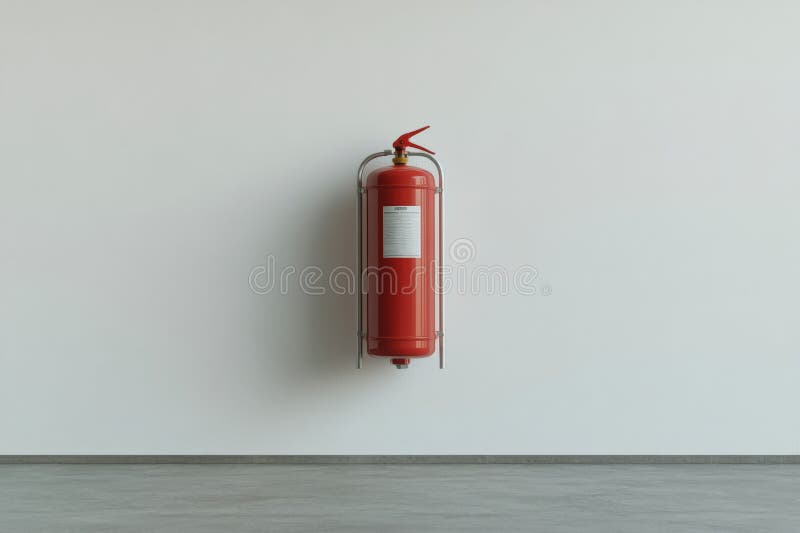 Red Fire Extinguisher Mounted on a Plain Wall in a Modern Building for ...