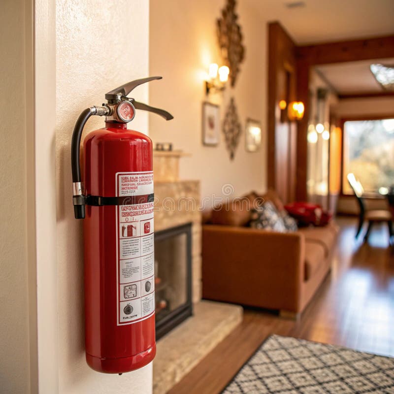 Red Fire Extinguisher Isolated Indoors on the Wall, Personal Fire ...