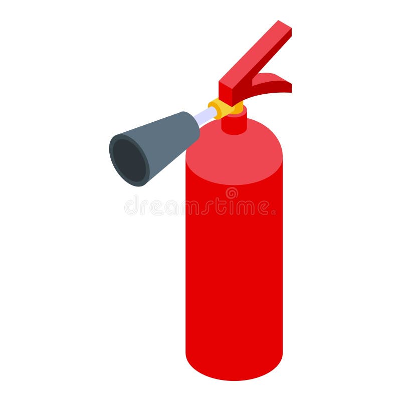 Red Fire Extinguisher Preventing House Fire Damage Isometric View Stock ...