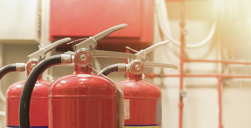 The Red Fire Extinguisher is Ready for Use in Case of an Indoor Fire ...