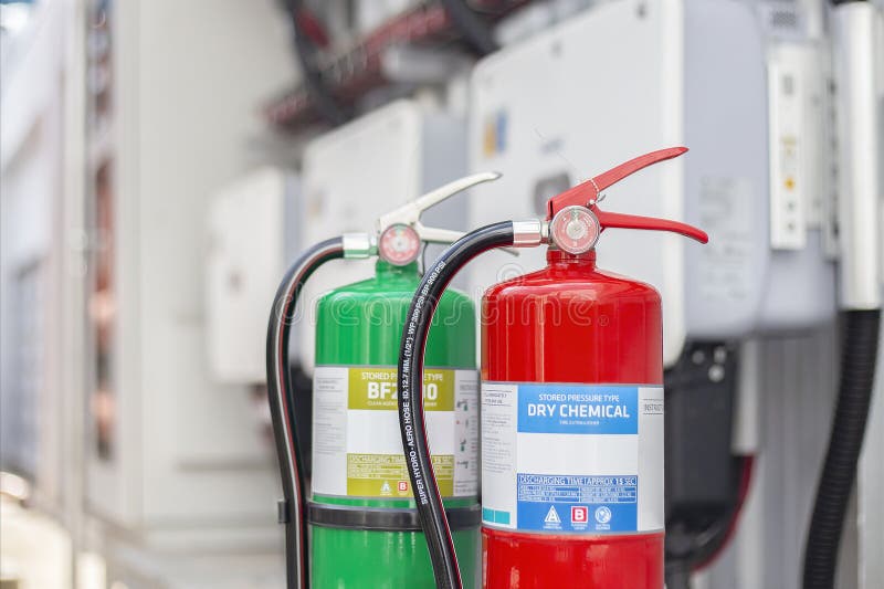 The Red Fire Extinguisher is Ready for Use in Case of an Indoor Fire ...