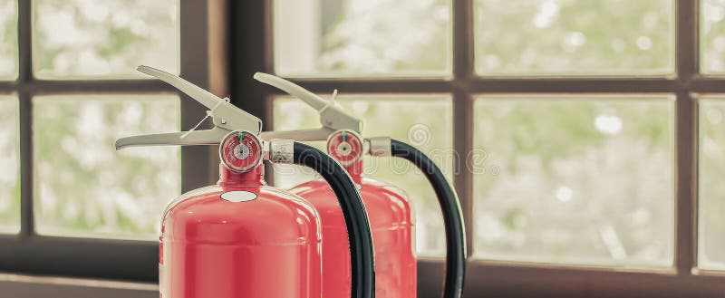 The Red Fire Extinguisher is Ready for Use in Case of an Indoor Fire ...