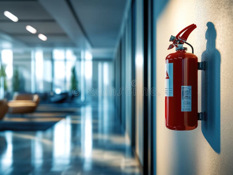 Red Fire Extinguisher Wall Mount Stock Image - Image of safety, hazard ...