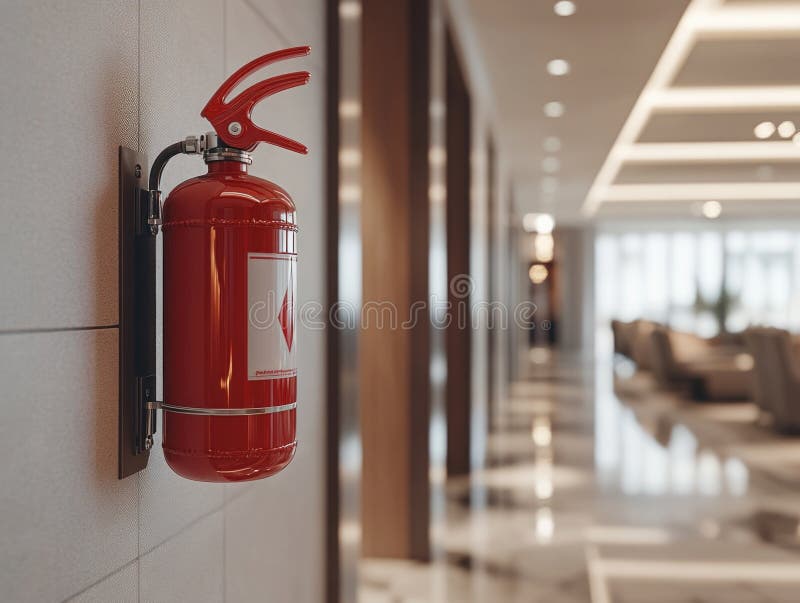 Red Fire Extinguisher Wall Mount Stock Photo - Image of supplies ...