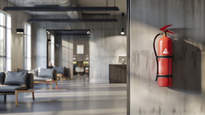 Red Fire Extinguisher on the Wall in a Room. Stock Photo - Image of ...