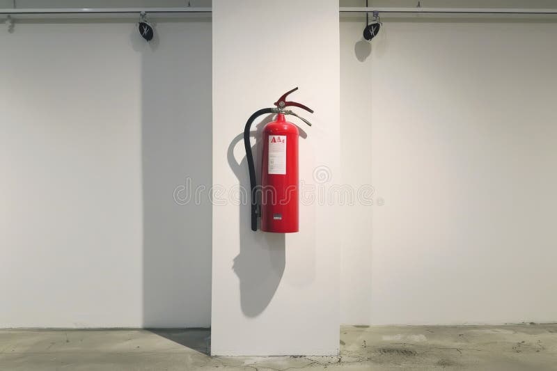 Red Fire Extinguisher on Wall with Shadow Stock Image - Image of ...