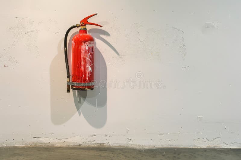 Red Fire Extinguisher on Wall with Shadow Stock Photo - Image of ...