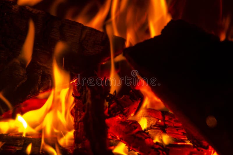 Fire flame in the chimney stock image. Image of fireplace - 165060017