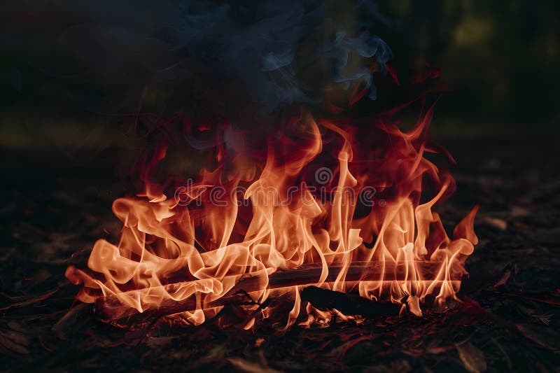 Red Fire Flames and Black Smoke Create Dramatic Scene Stock ...