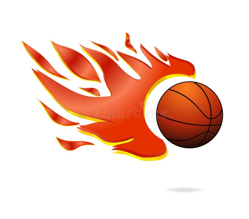 Red Fire and Fly Orange Basketball Ball Sign Stock Vector ...
