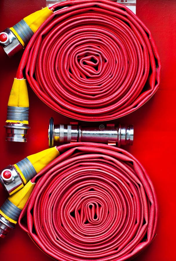 Red fire hose stock photo. Image of water, rescue, high - 23963778