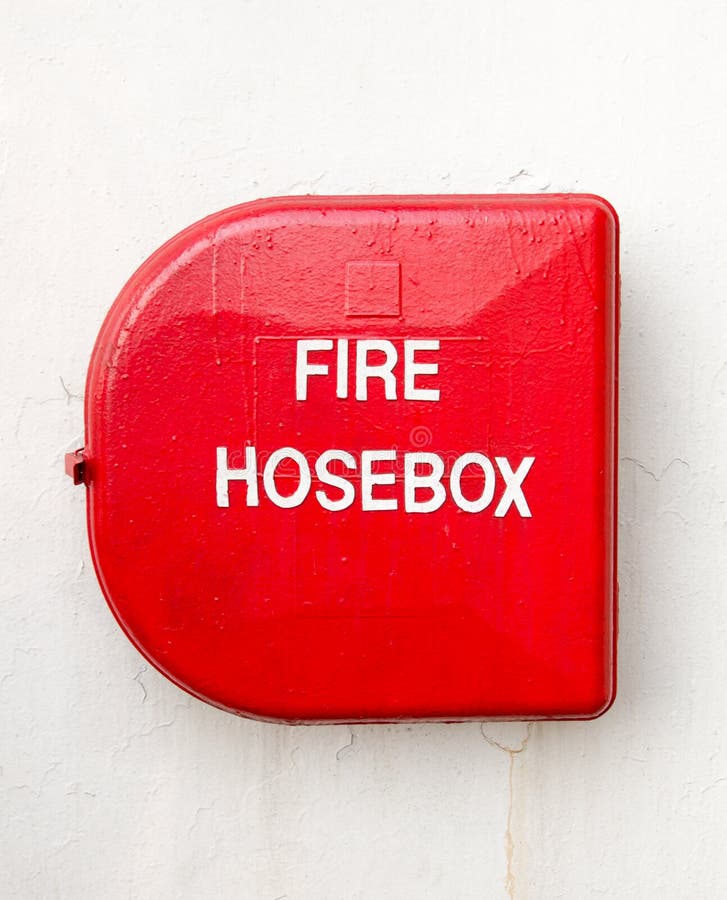 Red fire hose box stock photo. Image of device, public - 27636682