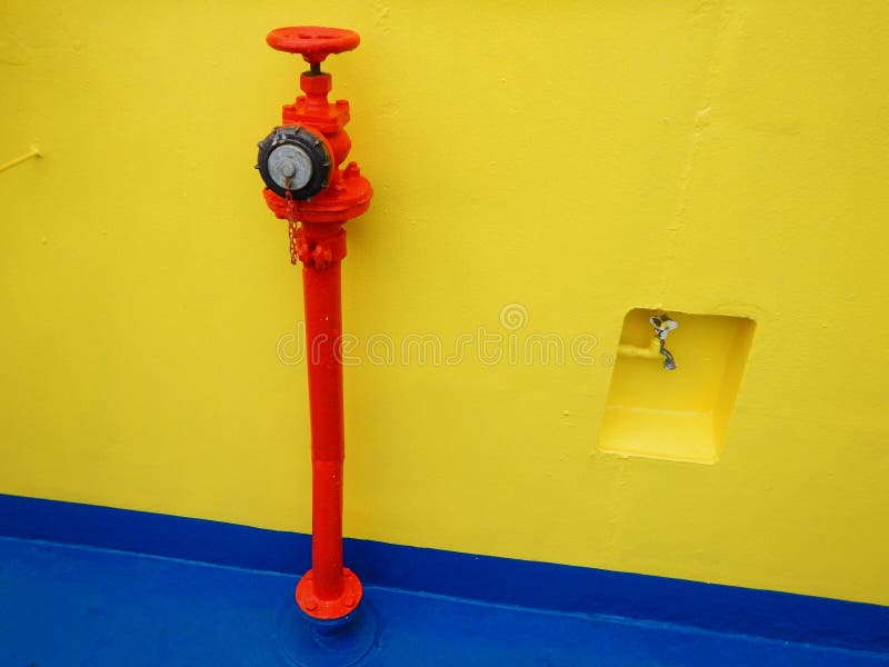 Red Fire Hose Connection on Ferry Boat Deck Stock Image - Image of ...