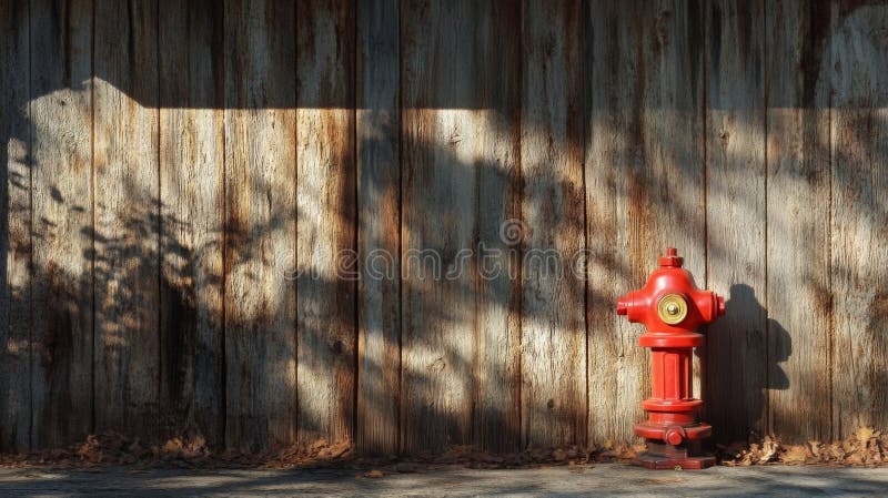Red Fire Hydrant Against Rusted Wooden Wall Stock Illustration ...