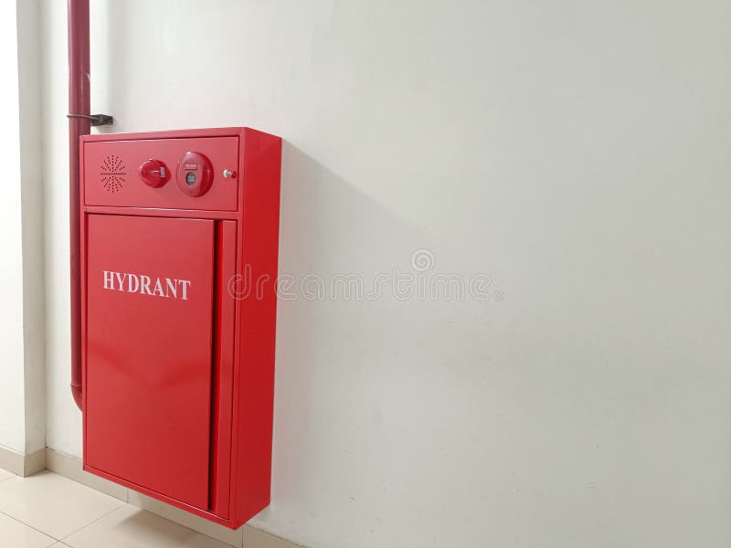 A Red Fire Hydrant Box Installed in the Corridor of a Hospital. Stock ...