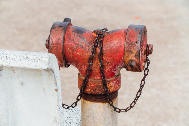 Red Fire Hydrant with Chain. Stock Photo - Image of plug, asia: 91681020