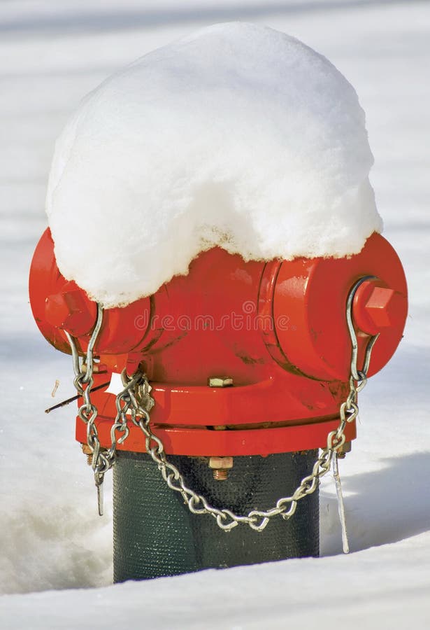 Red Fire Hydrant Covered in Snow Stock Photo - Image of winter, leave ...