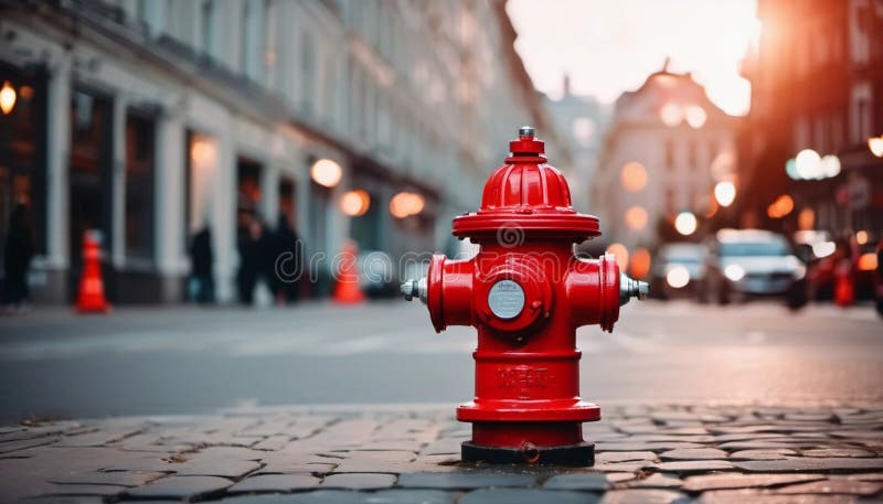 Red Fire Hydrant in the City. Stock Illustration - Illustration of city ...