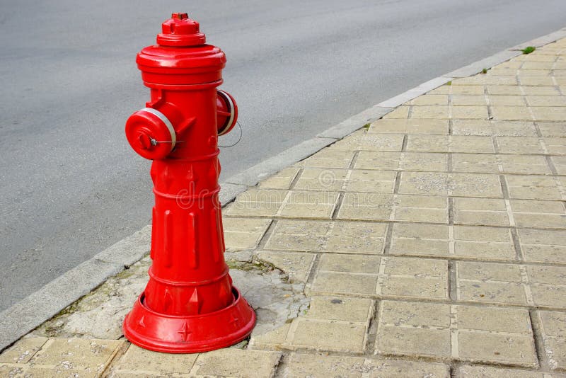 Red Fire Hydrant stock photo. Image of walkway, valve - 46747178
