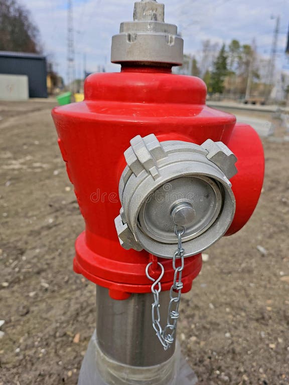 Red Fire Hydrant on a Construction Site. Stock Image - Image of ...