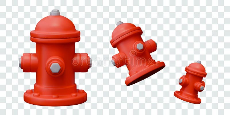 Red Fire Hydrant in Different Positions. Element of Municipal Fire ...