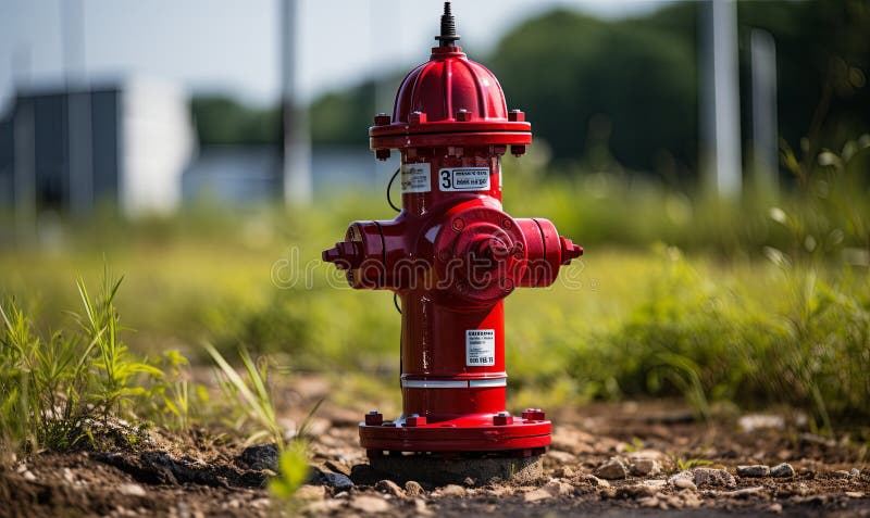 Red Fire Hydrant in Field stock photo. Image of outdoors - 336202200