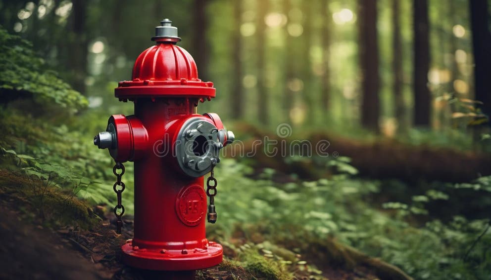 Red Fire Hydrant in the Forest. Stock Illustration - Illustration of ...